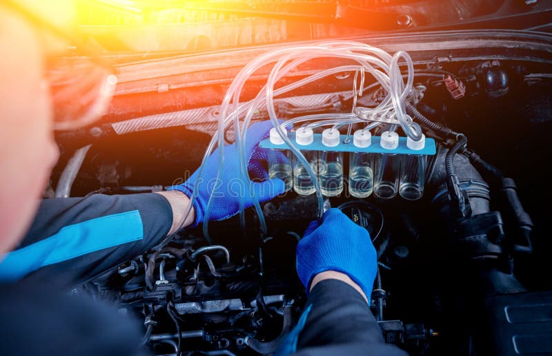 Cleaning Engine Injectors. Car Repair Stock Image - Image of mechanic ...