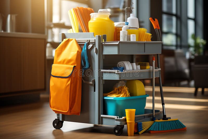 Cleaning Equipment in the Room. Cleaning Service Stock Illustration ...