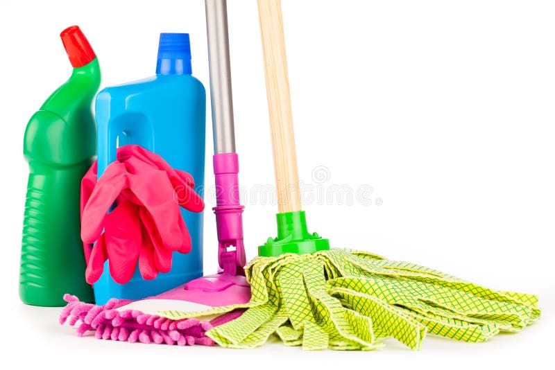 House Cleaning Product on Wood Table Stock Image - Image of office ...