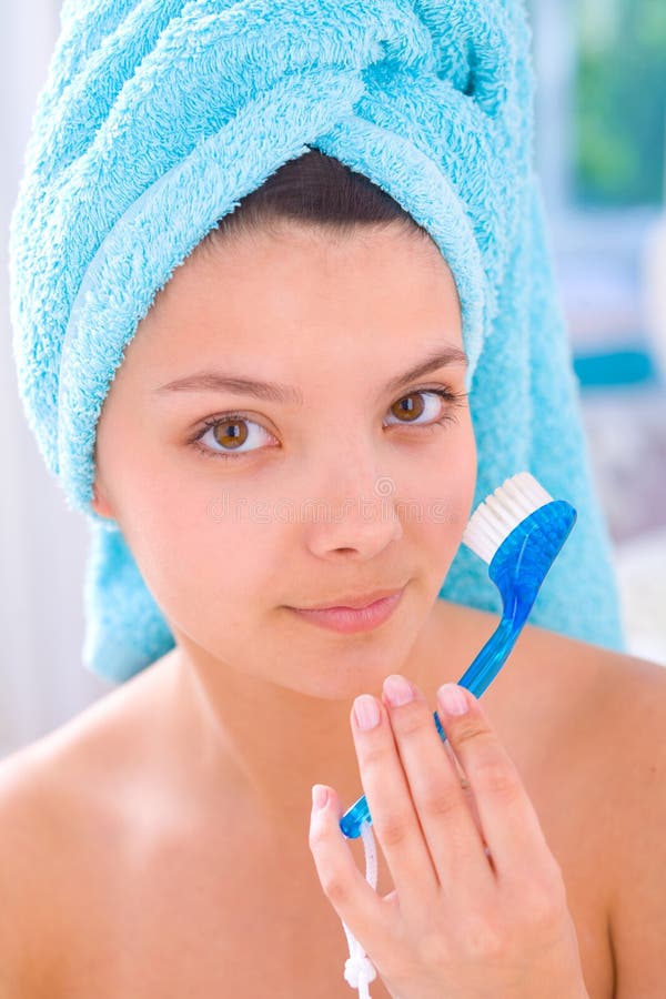 Wet Cleaning of the Face with a Special Device. Cleaning, Softening and ...