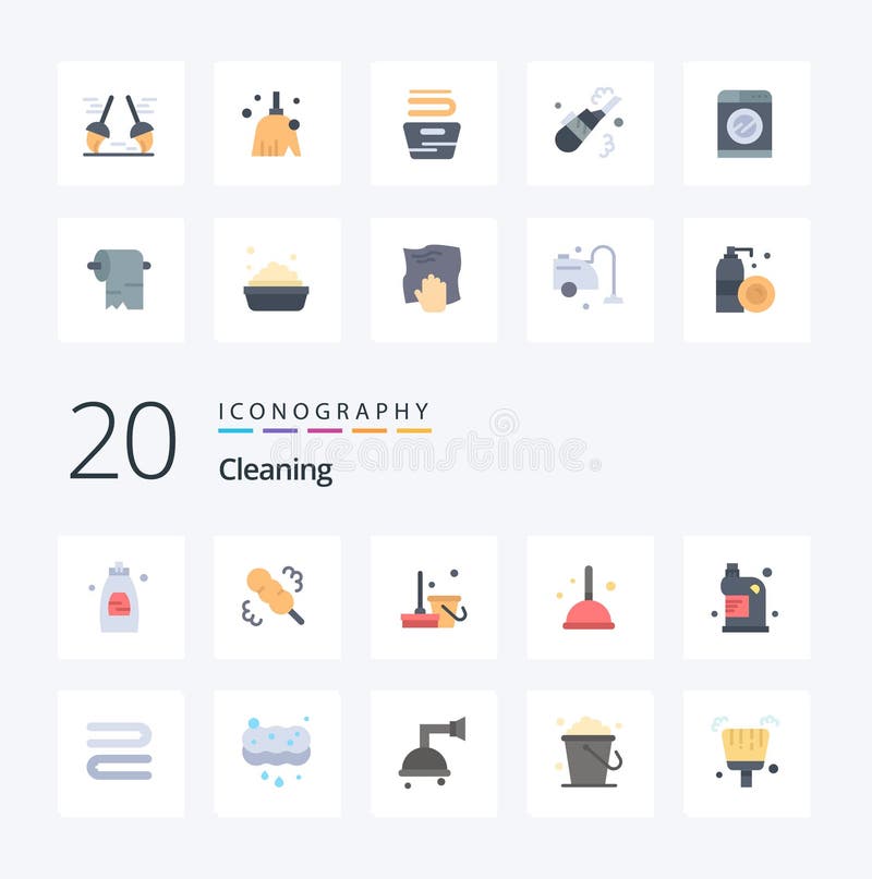 20 Cleaning Flat Color Icon Pack Like Drain Clean Clean Witch Cleaning ...