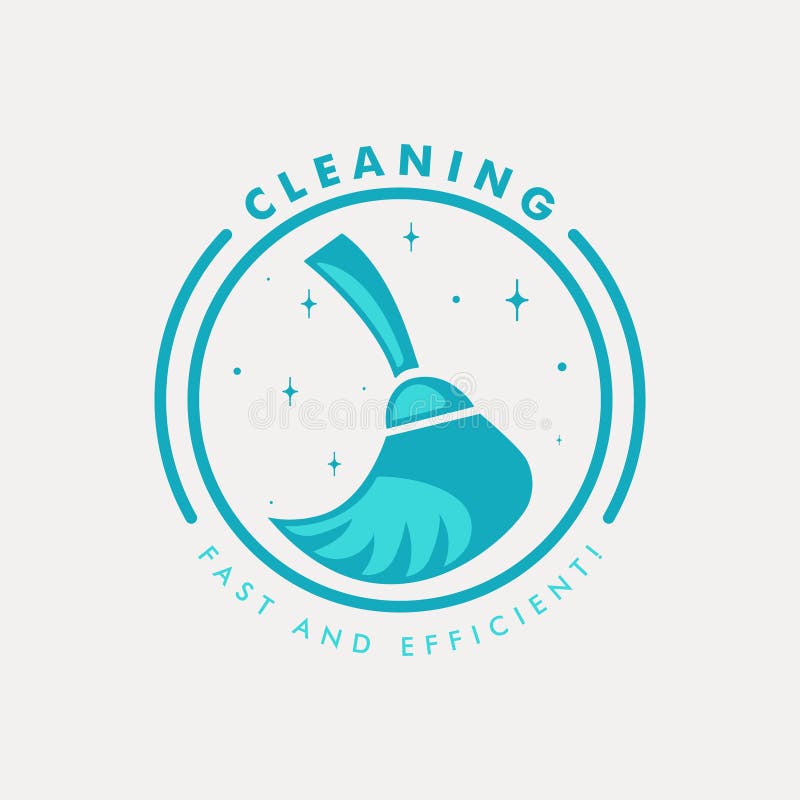 Cleaning Flat Color Logo Vector with Emblem Illustration Template ...