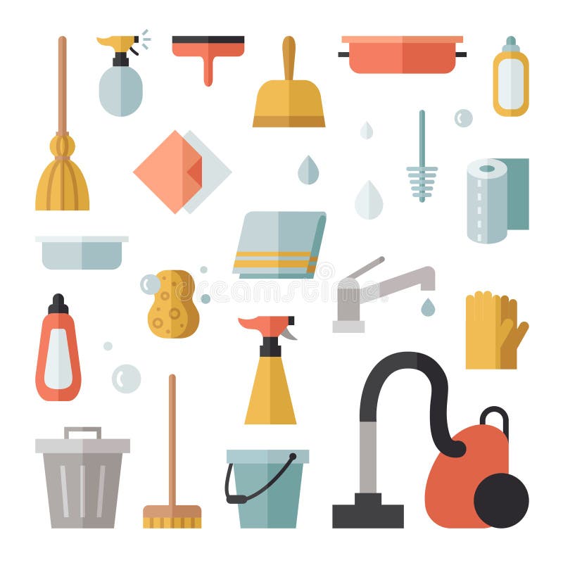 Cleaning Icons Vector set stock vector. Illustration of conservation ...