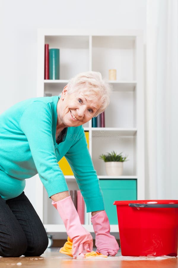 Cleaning the floor stock image. Image of elderly, hard - 48183987