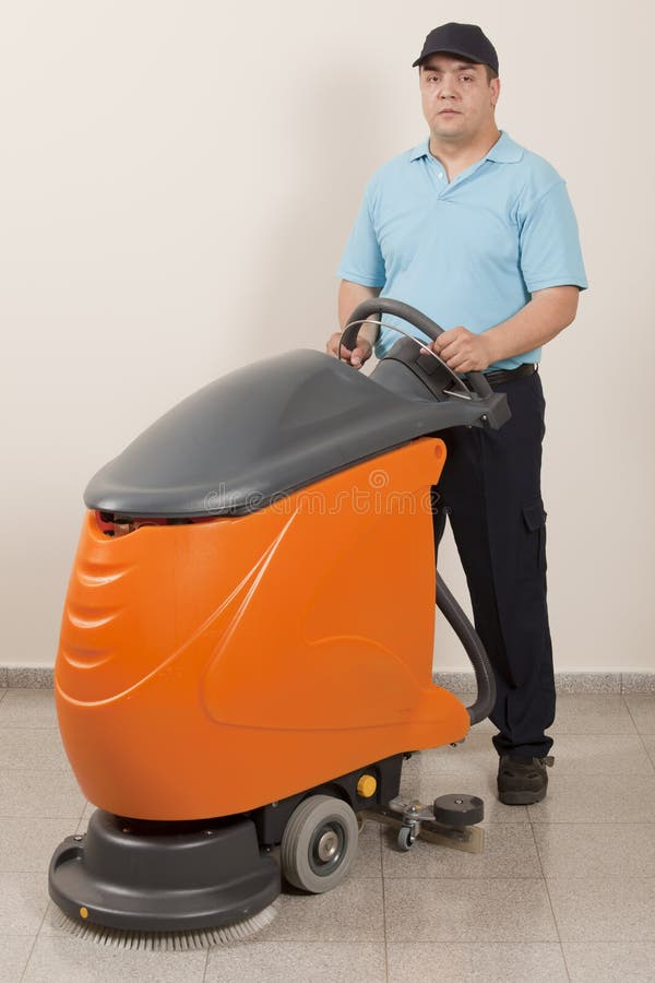 Cleaning Floor with Big Machine at Stock Image - Image of life ...