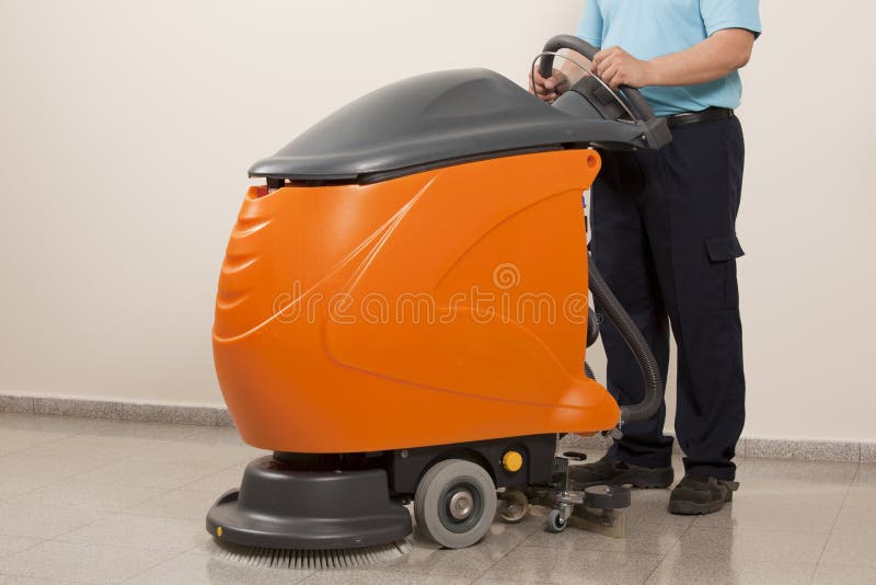 Cleaning Floor with Big Machine at Stock Image - Image of floor ...