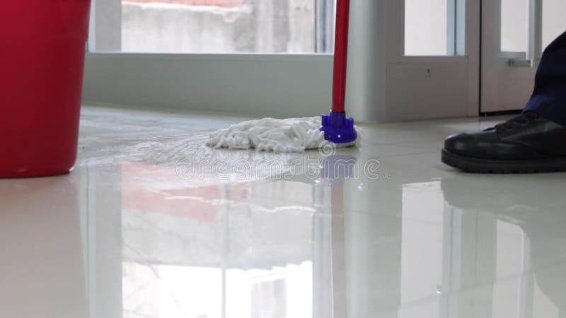 Slow Motion Cleaner with Broom Sweeping Floor and Cleaning Mopping ...