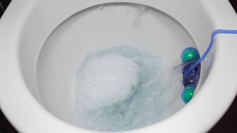 Cleaning and Flushing Wc Bowl with Water Stock Footage - Video of ...
