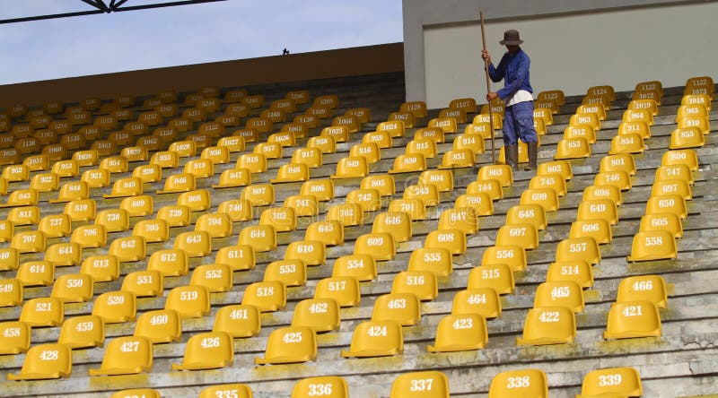 Cleaning football stadium editorial photography. Image of clean - 32539132