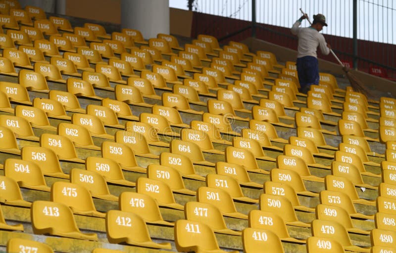 Cleaning football stadium editorial photography. Image of clean - 32539132