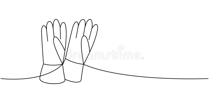 Cleaning Gloves One Line Continuous Drawing. Cleaning Service Tools ...