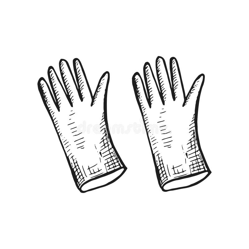 Cleaning Gloves Vector. Sketch Isolated Stock Vector - Illustration of ...