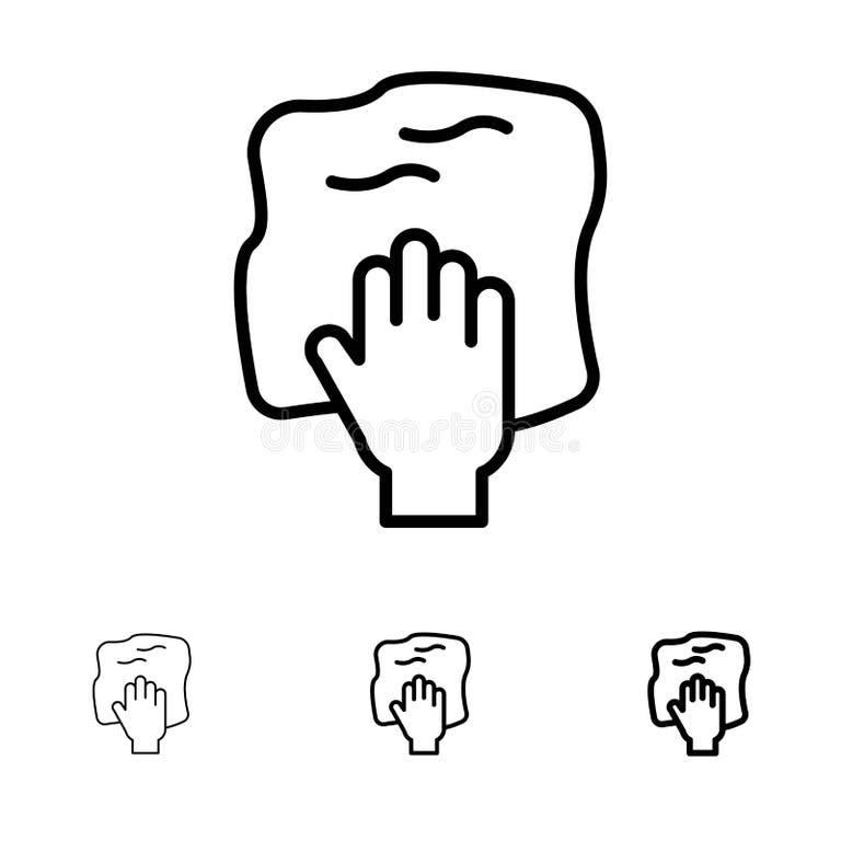 Cleaning, Hand, Housework, Rub, Scrub Bold and Thin Black Line Icon Set ...