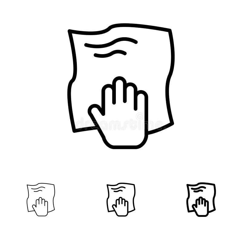 Cleaning, Hand, Housework, Rub, Scrub Bold and Thin Black Line Icon Set ...