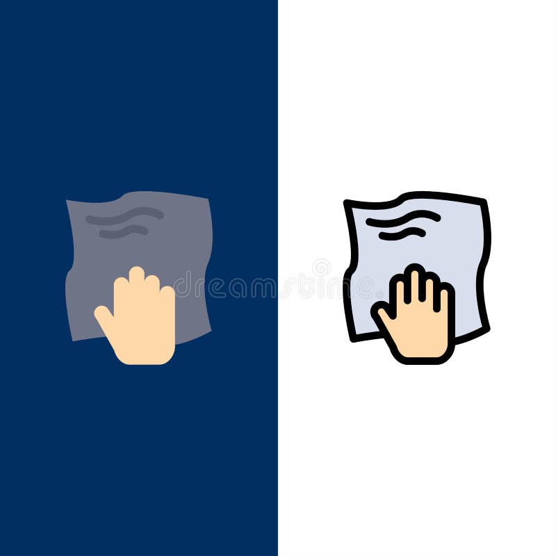 Cleaning, Hand, Housework, Rub, Scrub Icons. Flat and Line Filled Icon ...