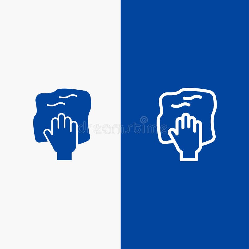 Cleaning, Hand, Housework, Rub, Scrub Line and Glyph Solid Icon Blue ...
