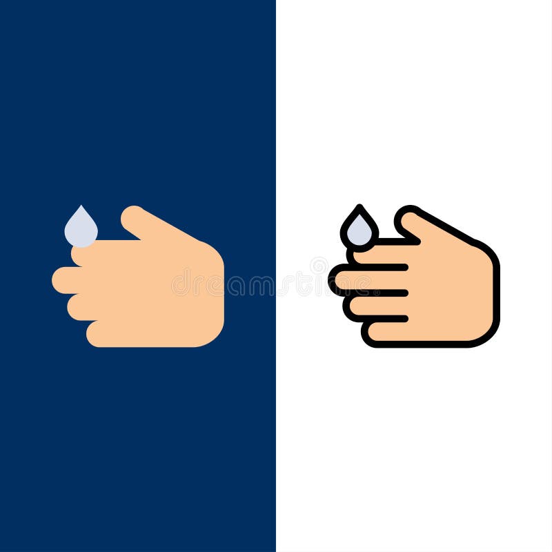 Cleaning, Hand, Soap, Wash Icons. Flat and Line Filled Icon Set Vector ...