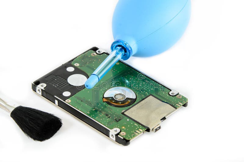 Cleaning Hard Drive of Personal Computer with Vacuum Cleaner Stock ...