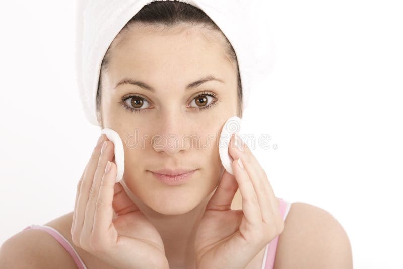Cleaning her face stock photo. Image of purify, female - 2154164