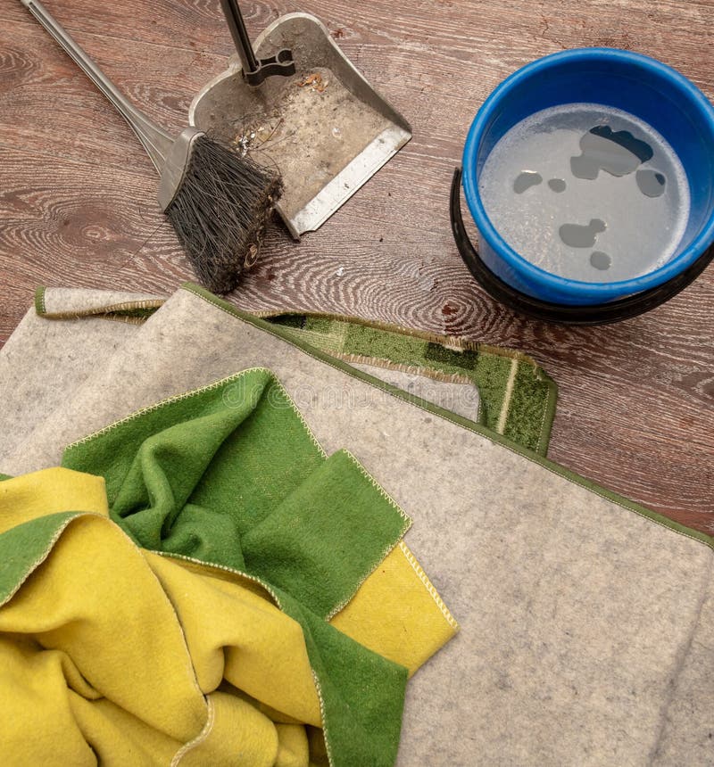 Cleaning the House with a Broom and a Rag Stock Image - Image of ...