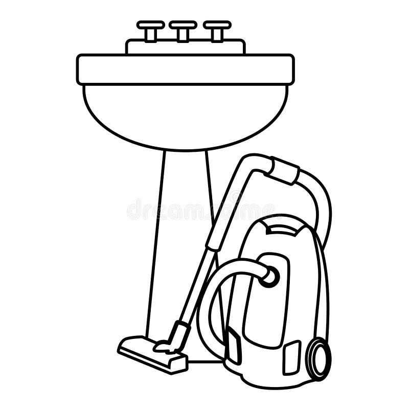 Cleaning And Hygiene Equipment Icons In Black And White Stock Vector