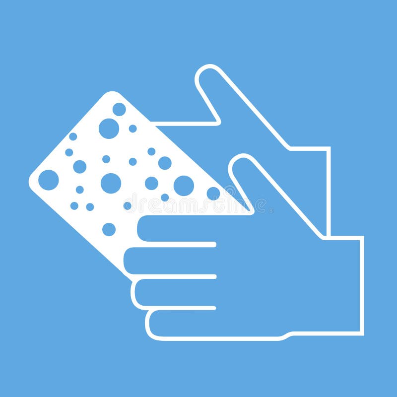 Cleaning Icon, Hands with Sponge Sign Stock Illustration - Illustration ...