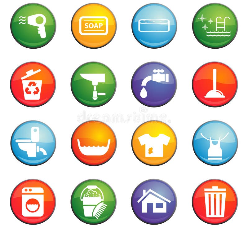 Cleaning icon set stock illustration. Illustration of design - 89189546