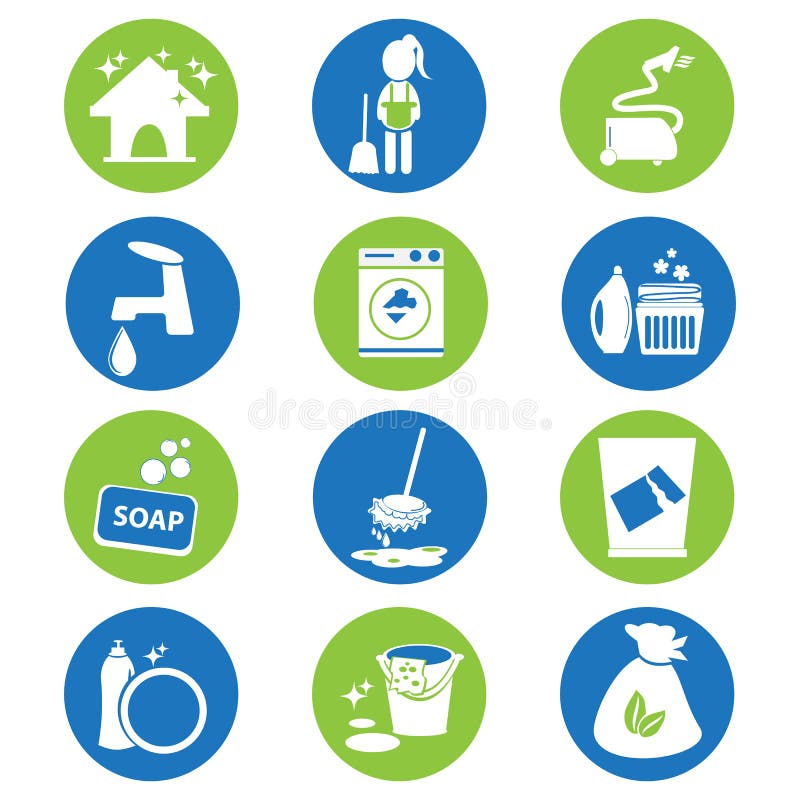 Cleaning icon set stock illustration. Illustration of housework - 54621180