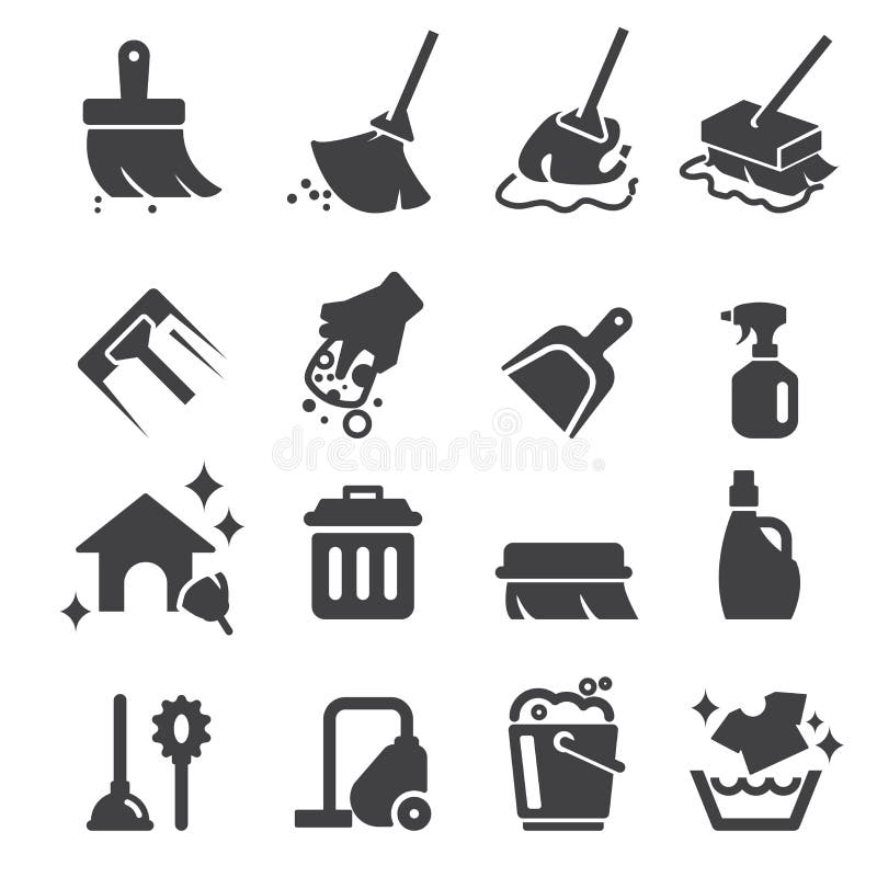Cleaning blue icons stock vector. Illustration of icons - 33656746