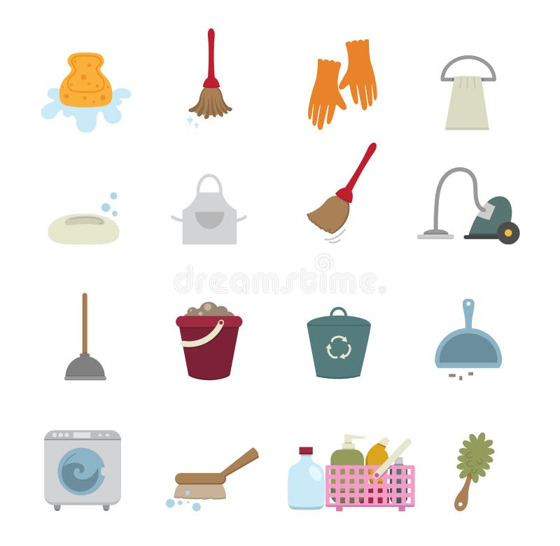 Cleaning and hygiene icons stock vector. Illustration of duster - 25868524