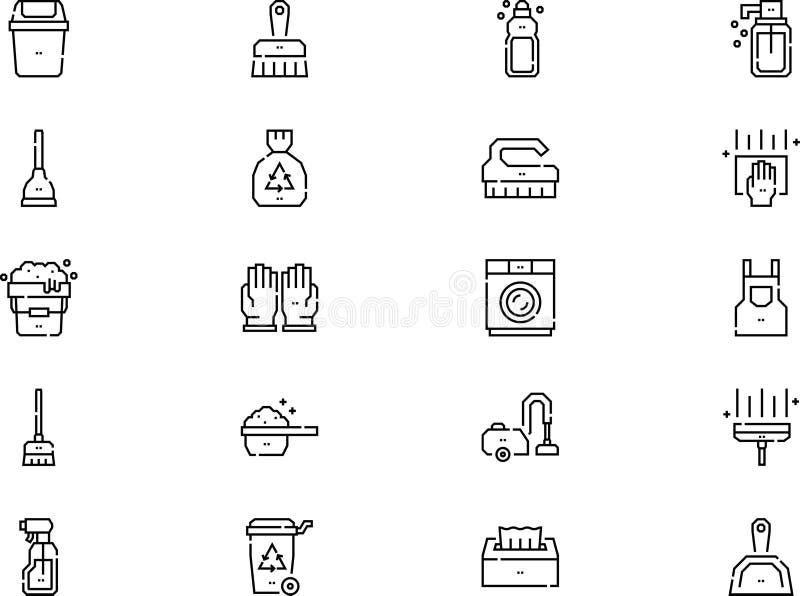 Cleaning Icons Collection is a Vector Illustration with Editable Stroke ...