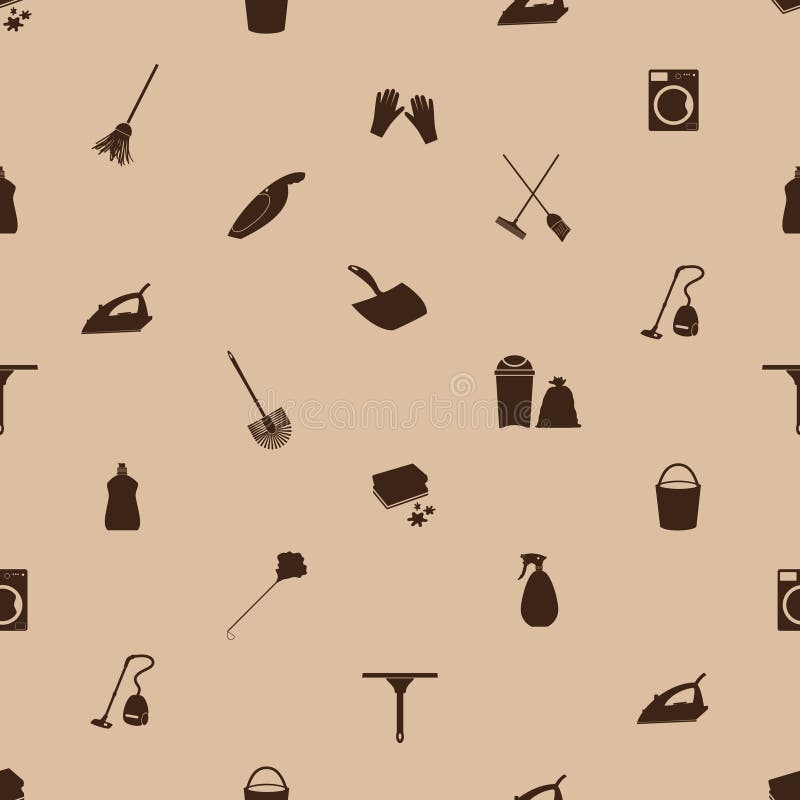 Cleaning Icons Color Seamless Pattern Stock Vector - Illustration of ...