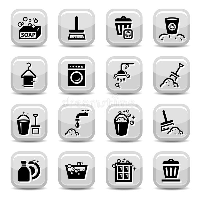 Cleaning Button Icon Set Stock Illustrations – 5,066 Cleaning Button ...