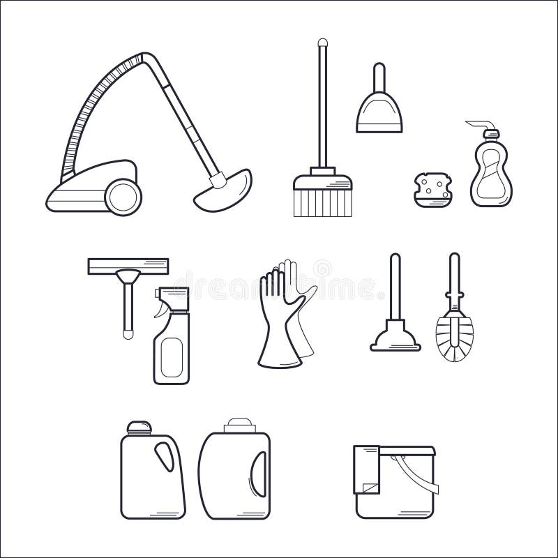 Cleaning Icons Set/ Equipment for Cleaning Stock Vector - Illustration ...