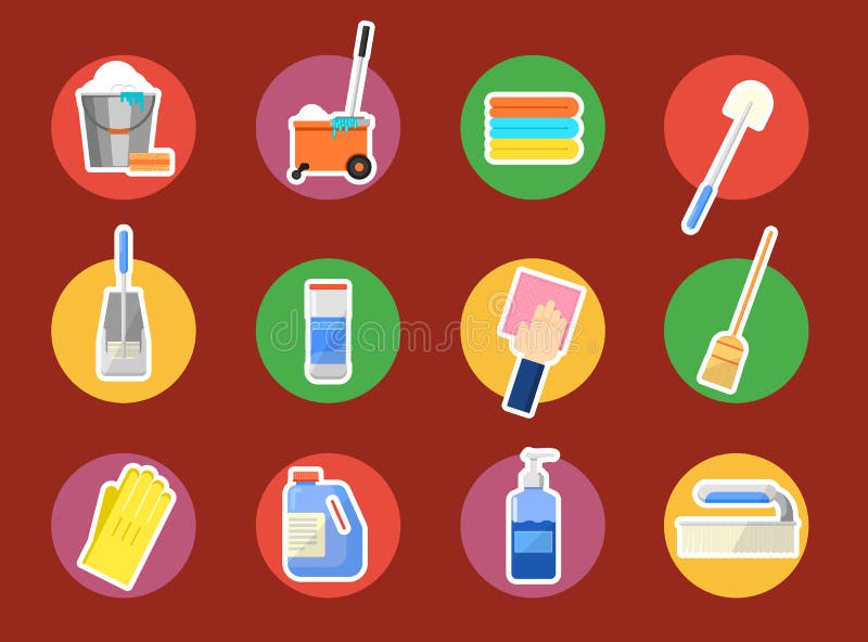 Cleaning icons set stock illustration. Illustration of service - 88877746