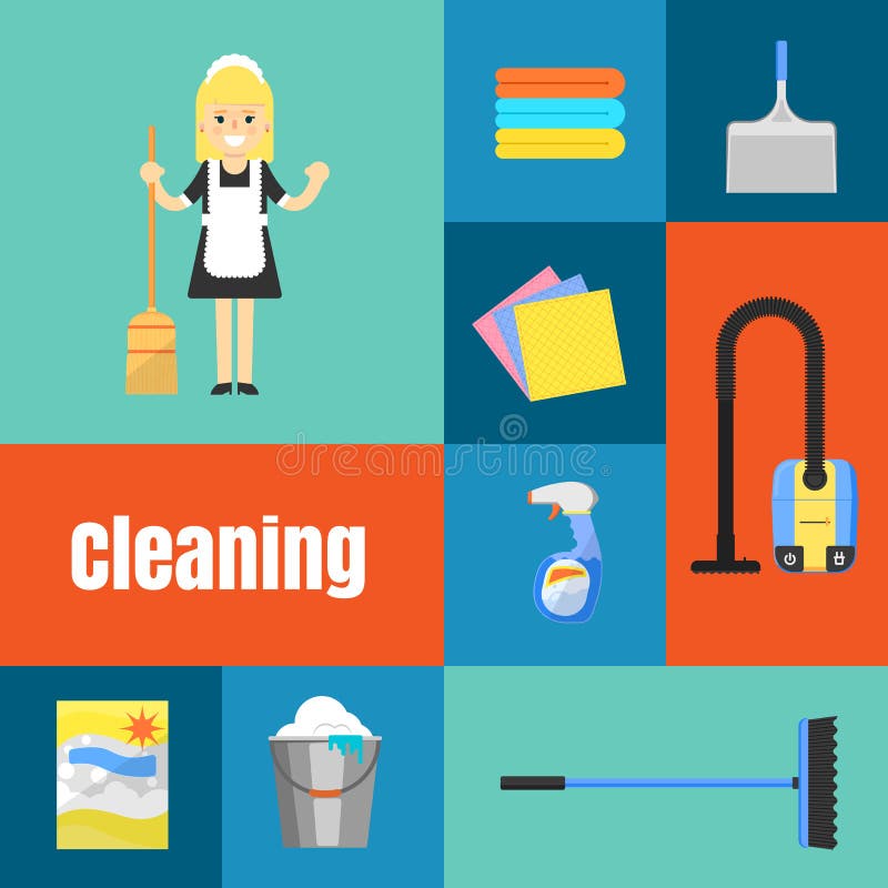 Cleaning icons set stock vector. Illustration of sponge - 75137137