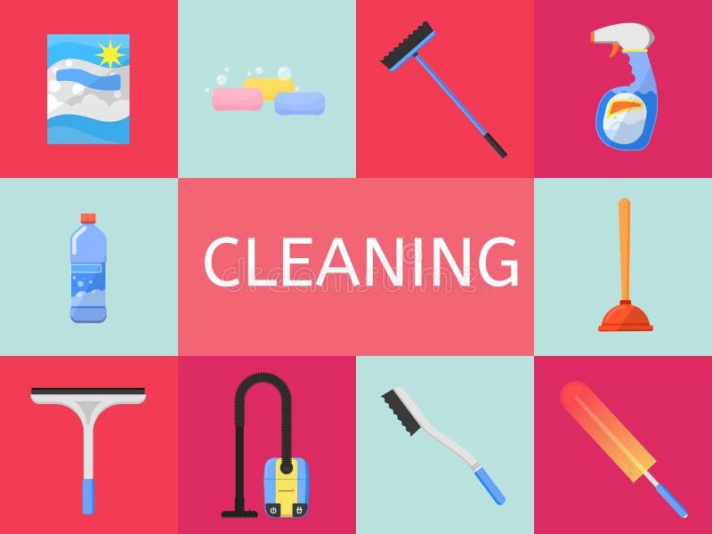 Cleaning Icons on Banner Vector Illustration Stock Vector ...