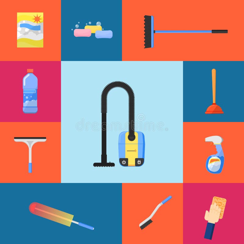 Cleaning icons set stock vector. Illustration of cleaner - 77995431