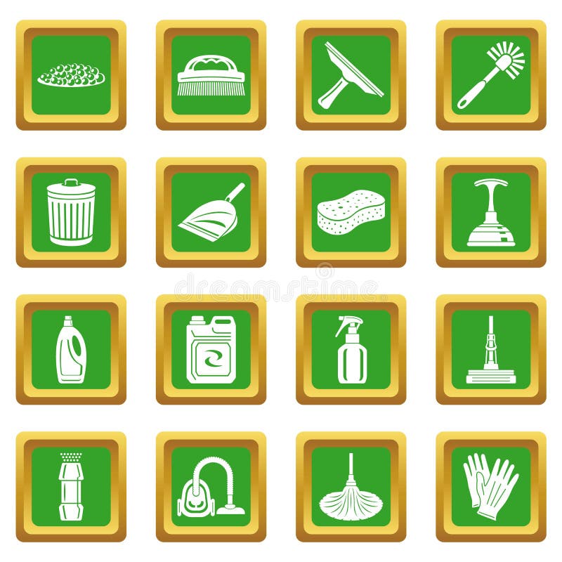 Cleaning Icons Set Green Square Vector Stock Vector - Illustration of ... Cleaning Icons Set Green Square Vector Stock Vector - Illustration of ...