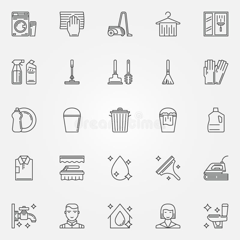 Cleaning icons set stock vector. Illustration of broom - 63375764