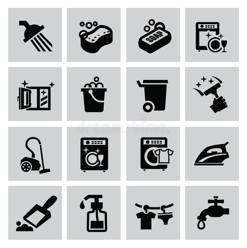 Cleaning icons stock vector. Illustration of chores, graphic - 34112799