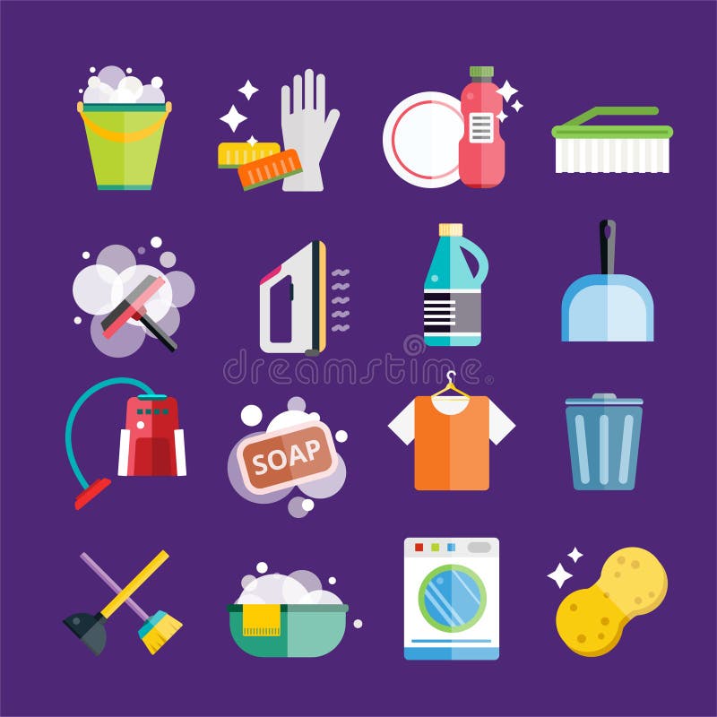 Cleaning Icons Vector Set Clean Service Stock Vector - Illustration of ...