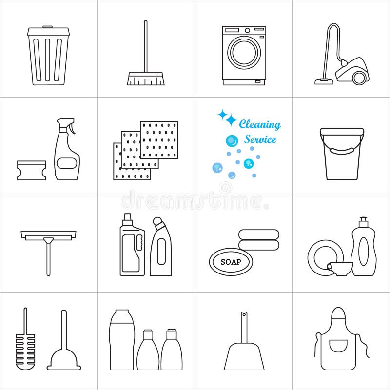 Cleaning Icons Vector set stock vector. Illustration of conservation ...