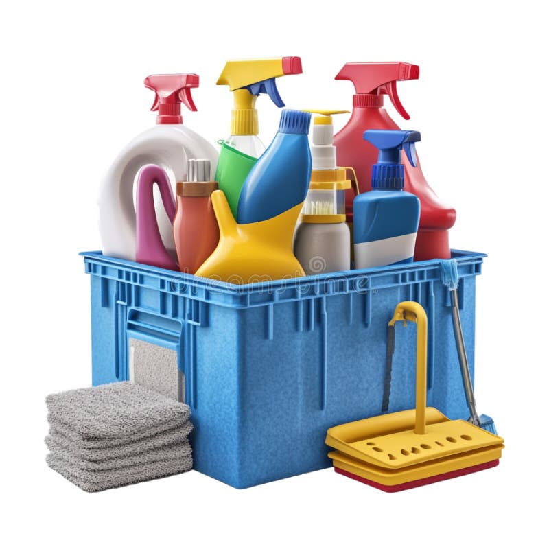 Cleaning Items in a Basket or Container on Transparent Background - Ai ...