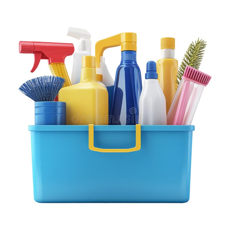 Cleaning Items in a Basket or Container on Transparent Background - Ai ...