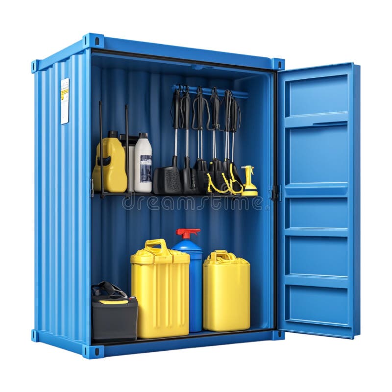 Cleaning Items in a Blue Container on Transparent Background - Ai ...
