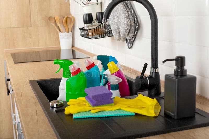 Cleaning items stock image. Image of clean, lavatory - 203437737