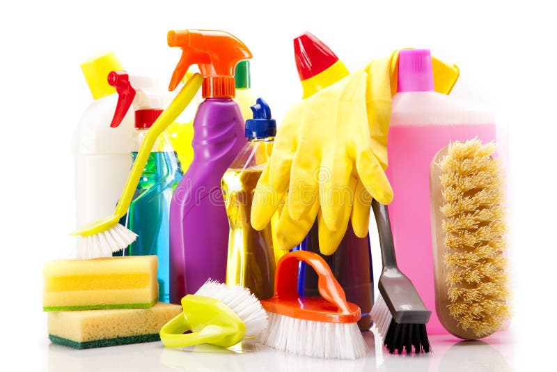 Cleaning Items Set Isolated Stock Photo - Image of disinfect, blue ...