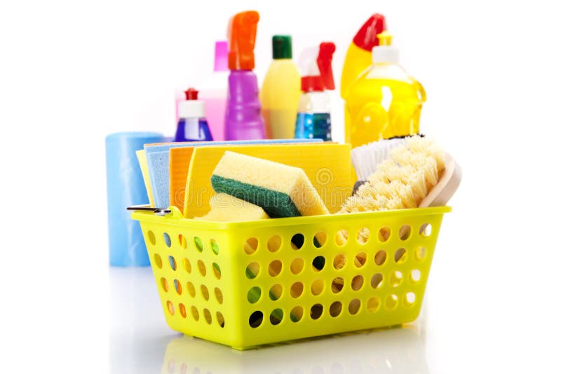 Cleaning Lady with a Bucket and Cleaning Products . Stock Photo - Image ...