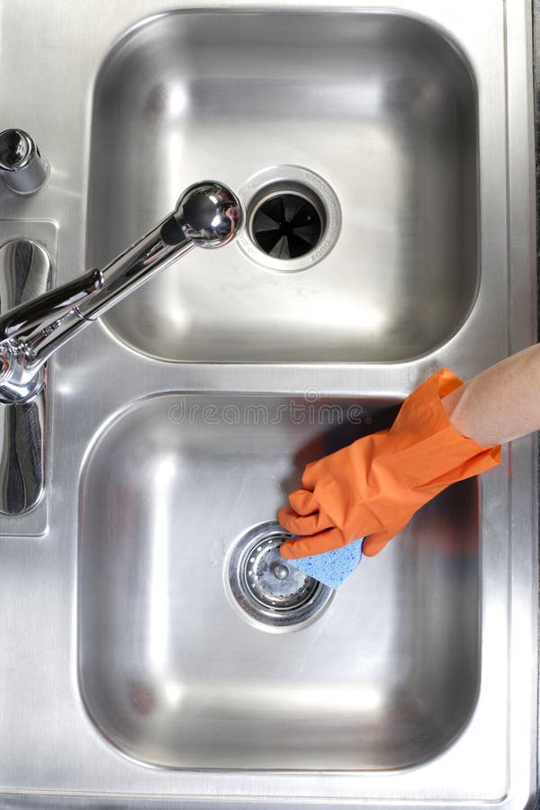 Cleaning Kitchen Sink stock image. Image of polishing - 4843429